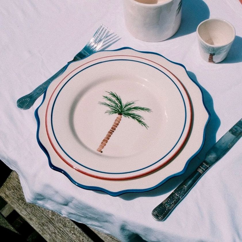 Palm Tree Breakfast Plate - hand painted in Portugal