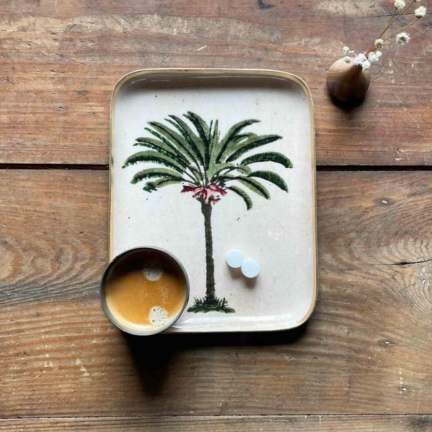 Boncoeurs Palm Tree Enamelled Tray. Available in Three Sizes