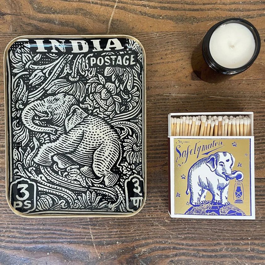 Boncoeurs India Postage Enamelled Tray, a distinctive piece