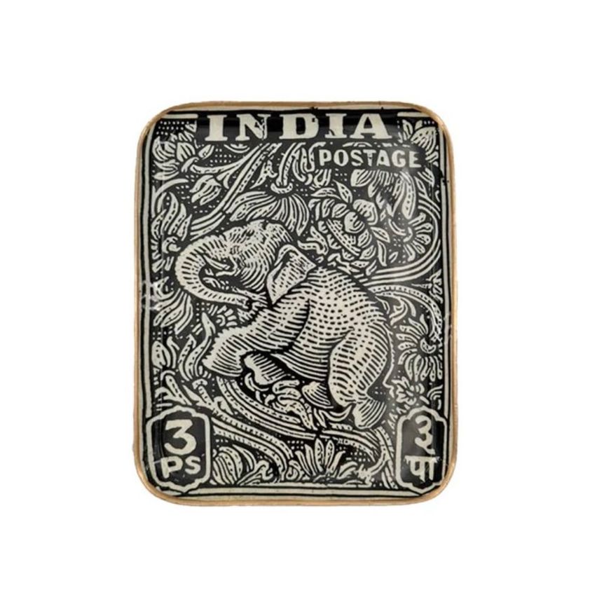 Boncoeurs India Postage Enamelled Tray, a distinctive piece
