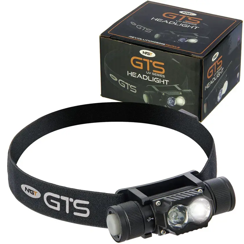 NGT GTS Headlight - 250 Lumens + UV Light with USB Rechargable 1800mAh ...
