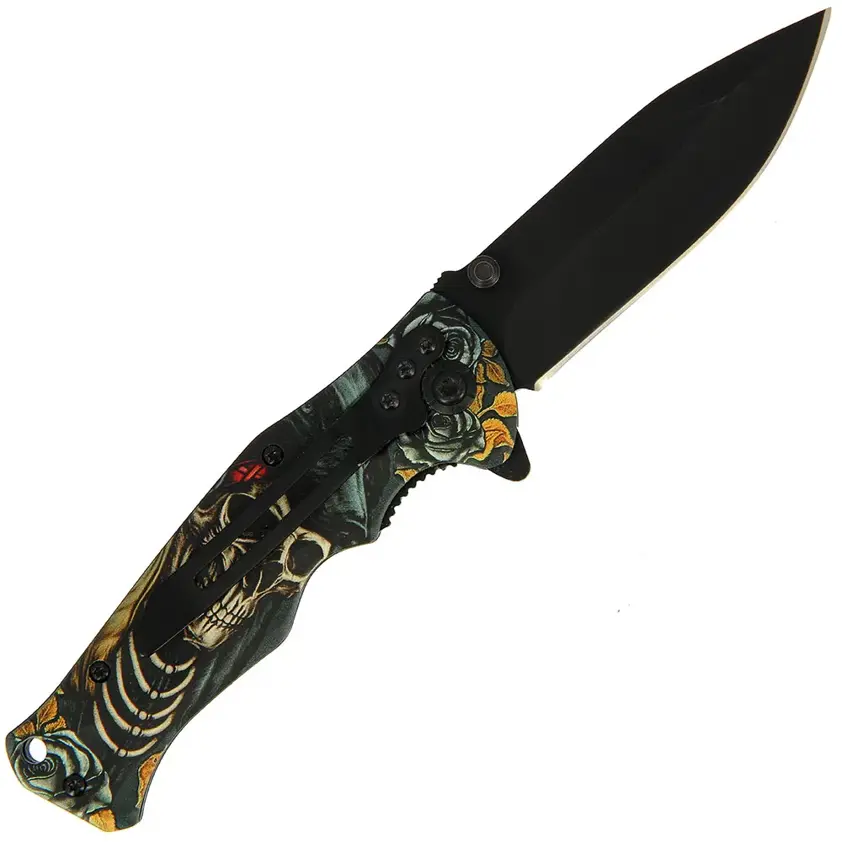 Anglo Arms Lock Knife 666 Skull n Roses 3D Print with SS Handle ...