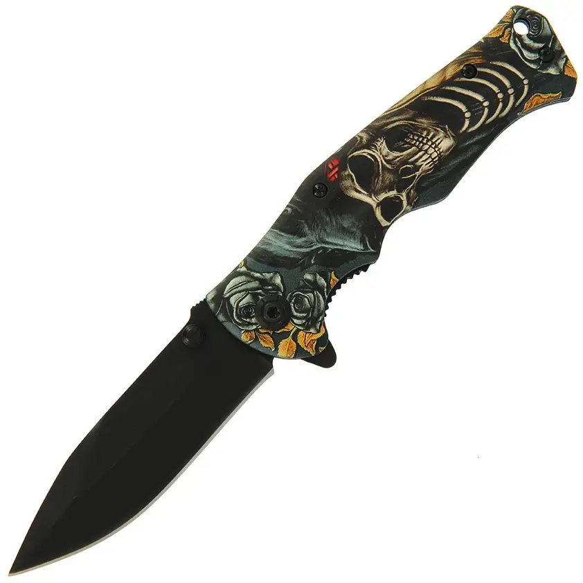 Anglo Arms Lock Knife 666 Skull n Roses 3D Print with SS Handle ...