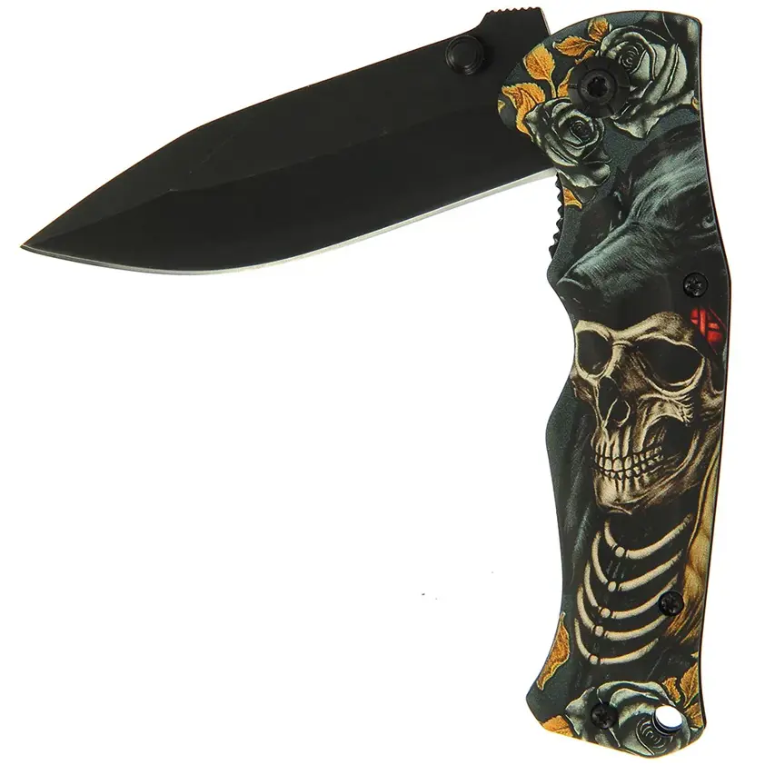 Anglo Arms Lock Knife 666 Skull n Roses 3D Print with SS Handle ...