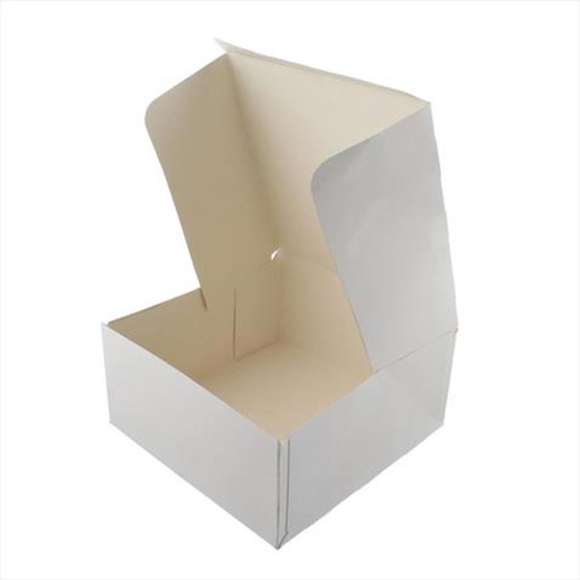 7x7x3 White Cake Box Perfect for Single, Larger Cakes or Cupcakes