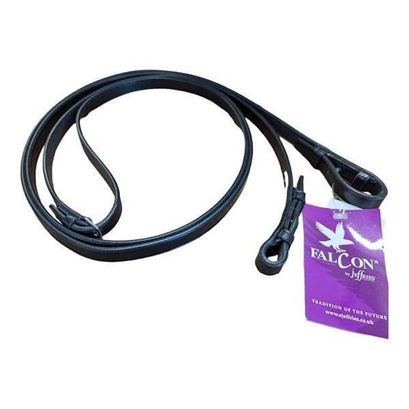Jeffries Falcon Plain Leather Reins - Black