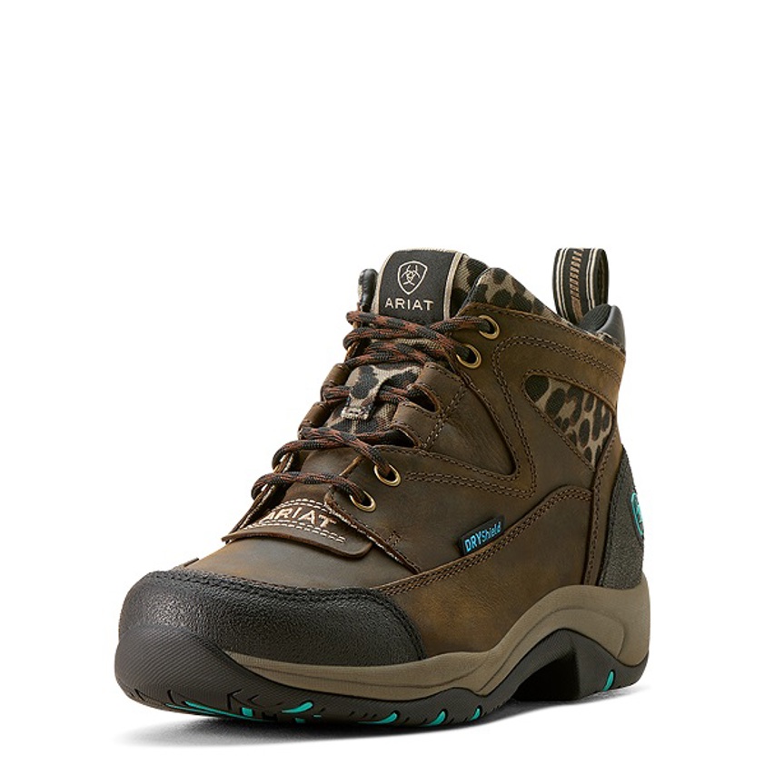 Ariat Womens Terrain Waterproof Boots - Chocolate/Camo Leopard