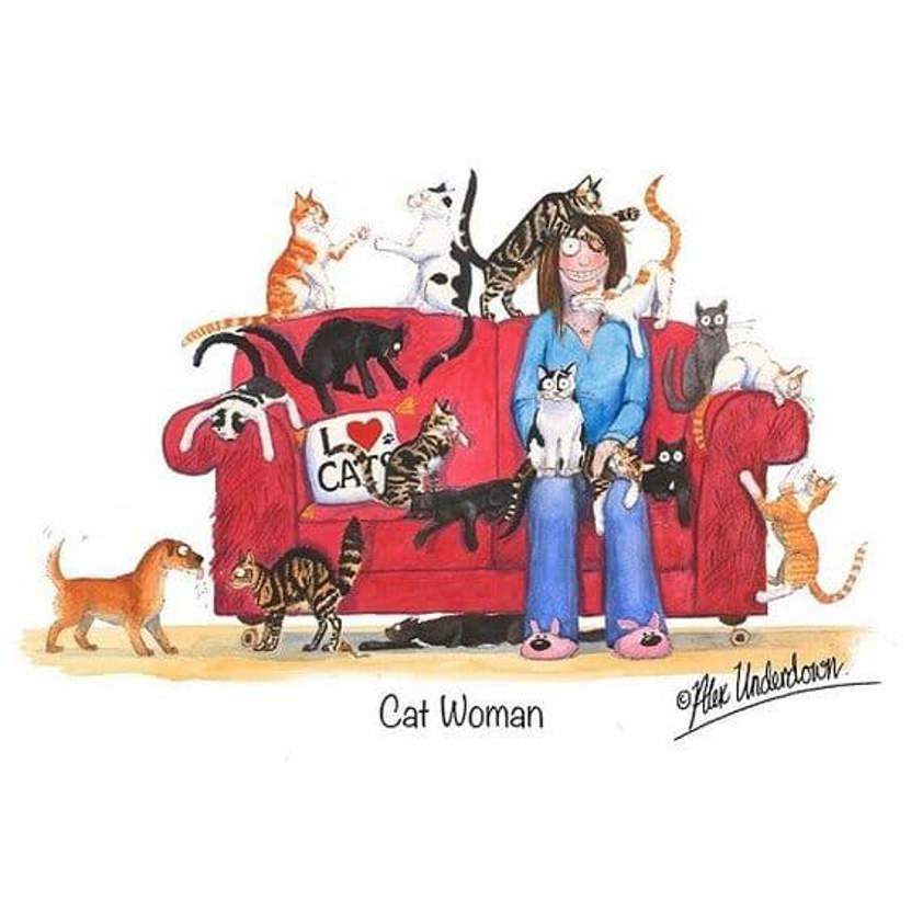 Alex Underdown Blank Greeting Card Cat Woman
