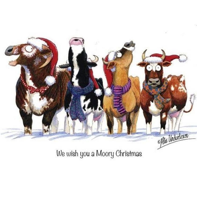 Alex Underdown Blank Christmas Card We Wish you a Moory Christmas