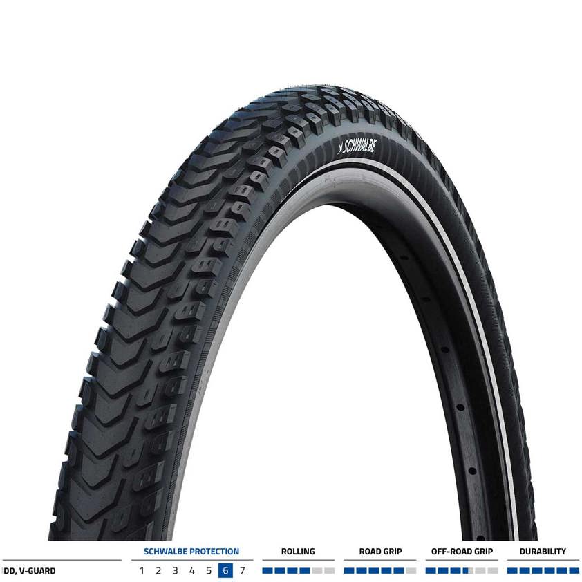 Schwalbe HS428 Marathon Mondial DD V-Guard Touring Folding Tyre - Black ...